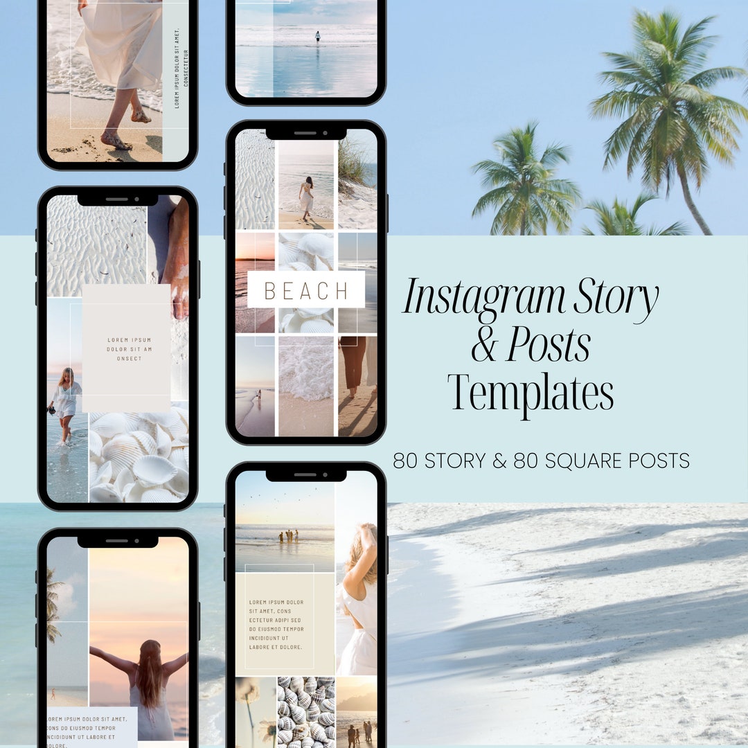 Instagram and Story Tropical Beach Template. Tropical Beach Instagram ...