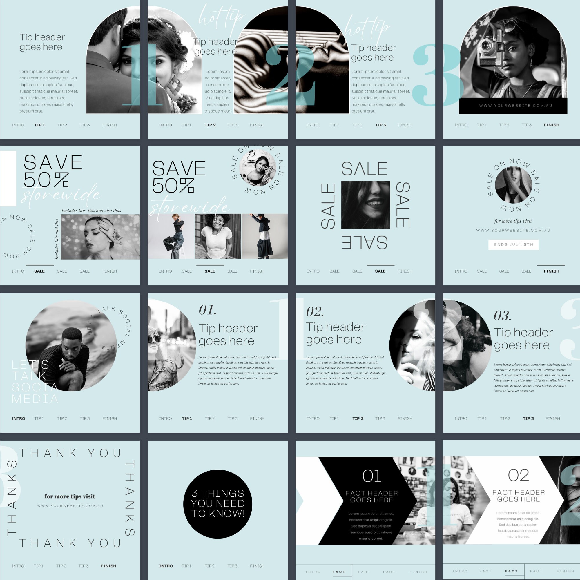 Instagram Carousel Template. Minimalist Aqua Sales Post, Instagram ...