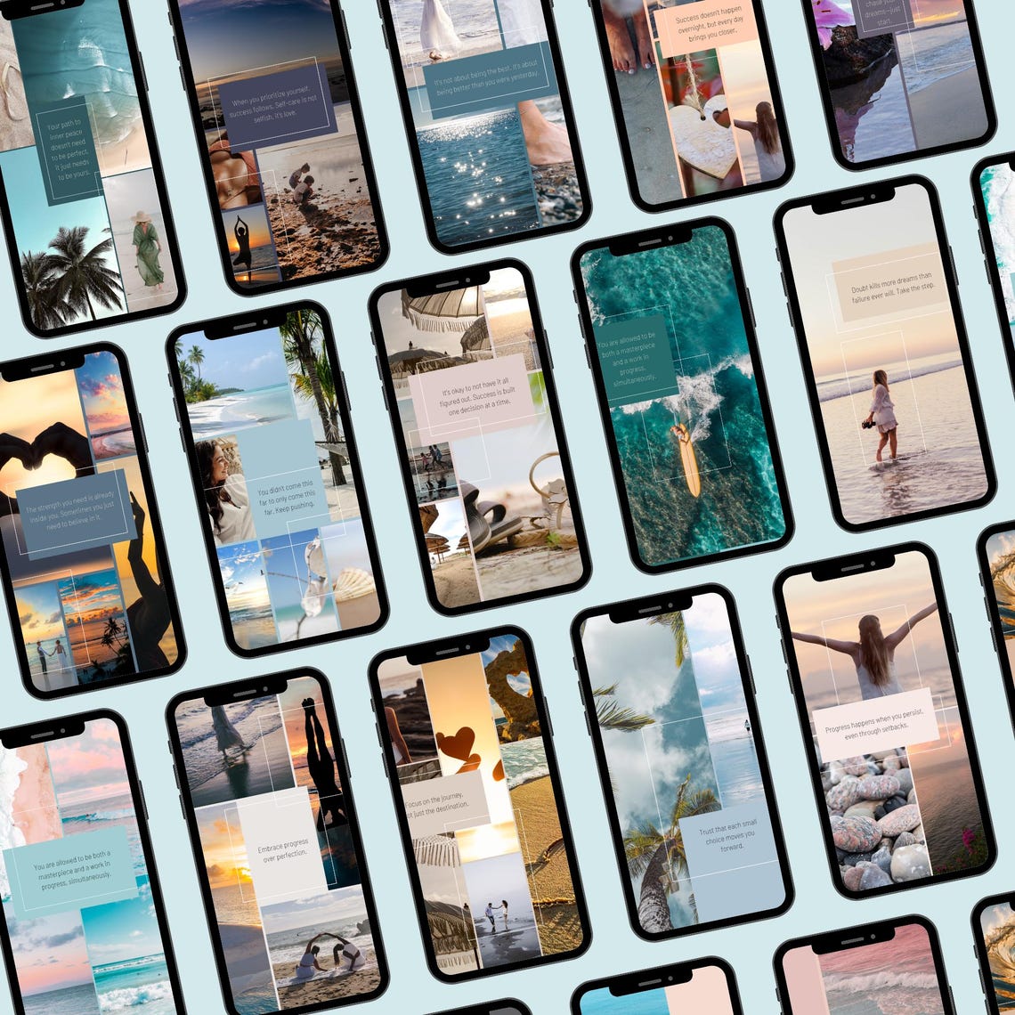Instagram and Story Tropical Beach Quotes Template. Beach Instagram ...
