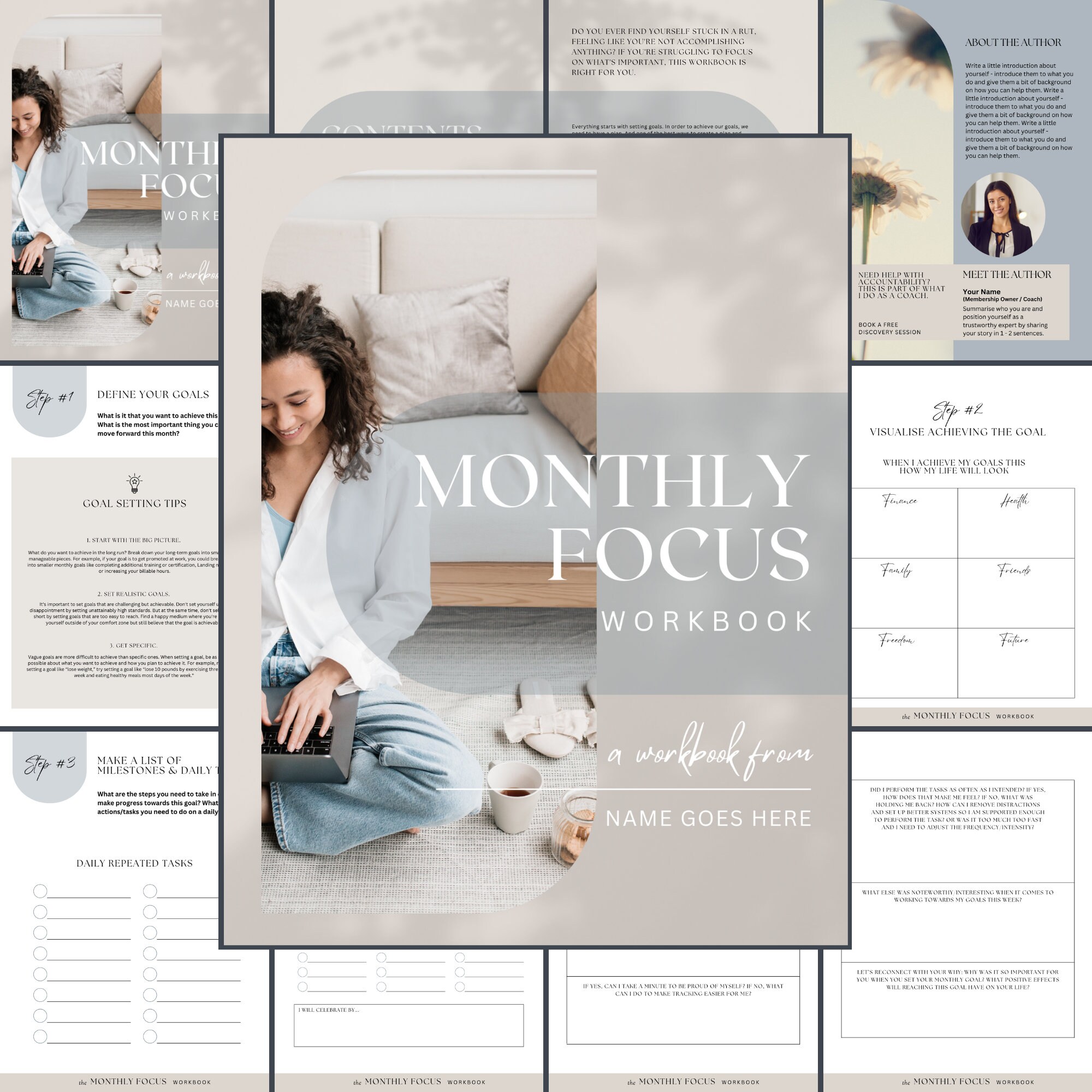 Monthly Focus Workbook Template. Template Features Monthly Focus, a ...
