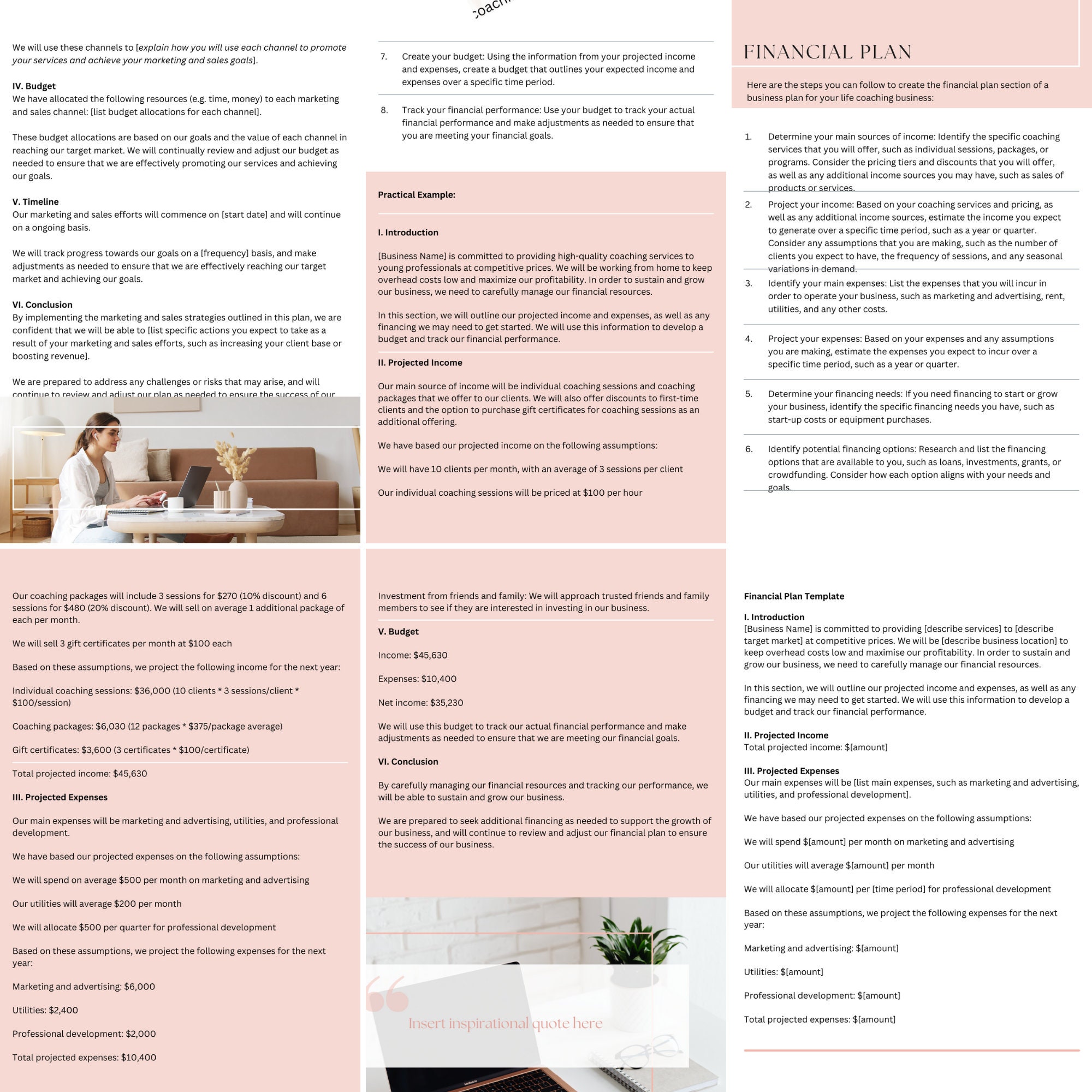 Life Coach Business Plan Template. Template Features Business Plan and ...
