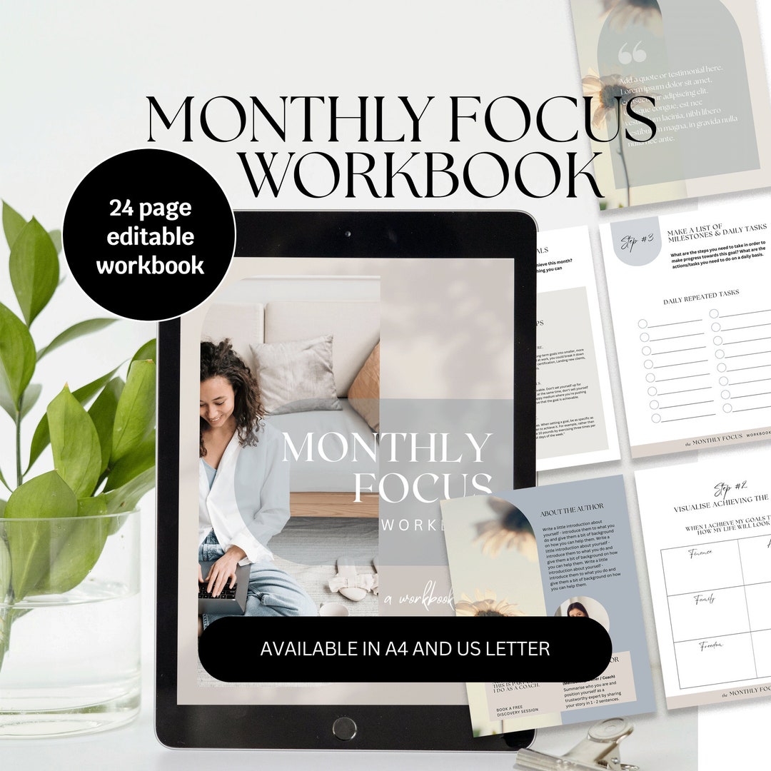 Monthly Focus Workbook Template. Template Features Monthly Focus, a ...