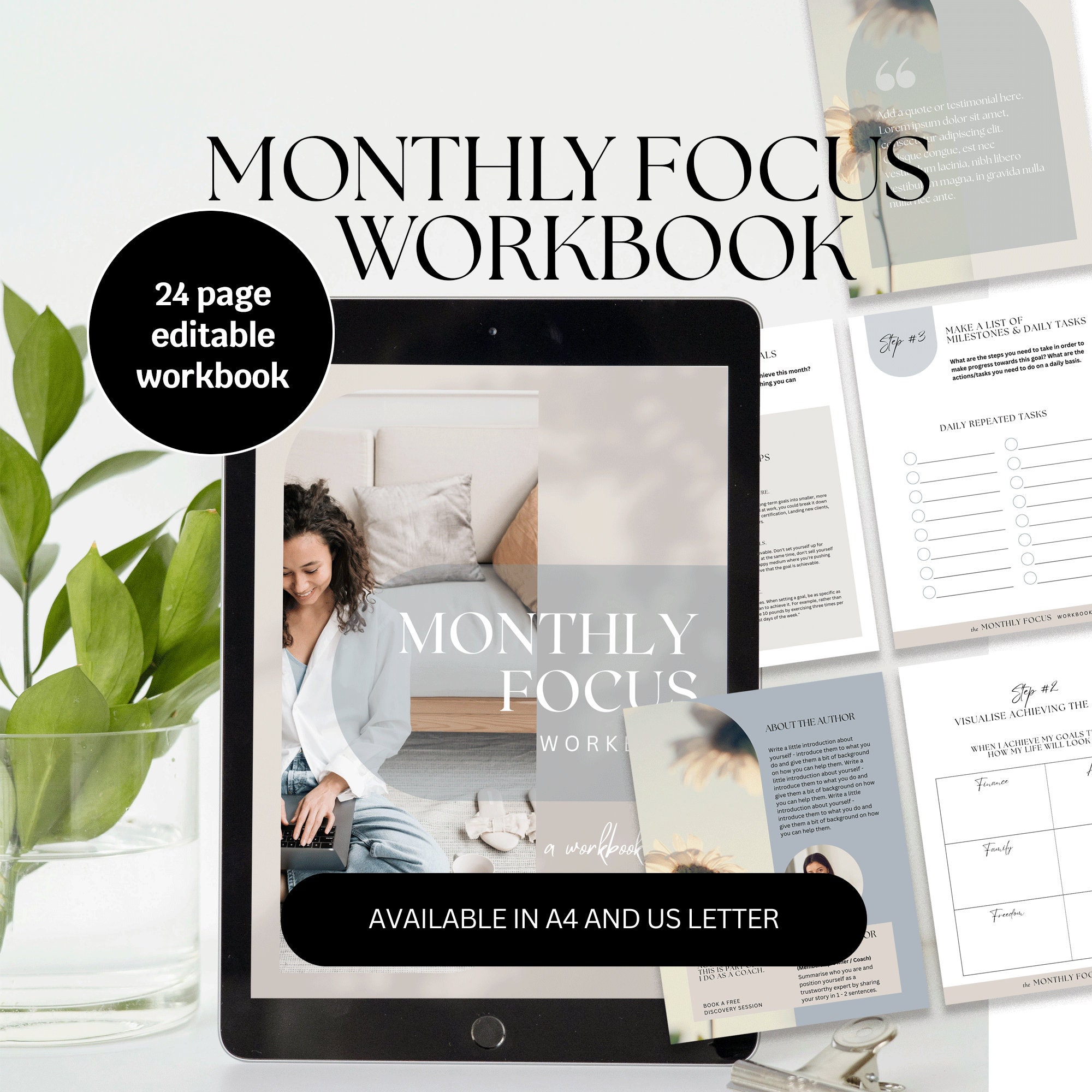 Monthly Focus Workbook Template. Template Features Monthly Focus, a ...