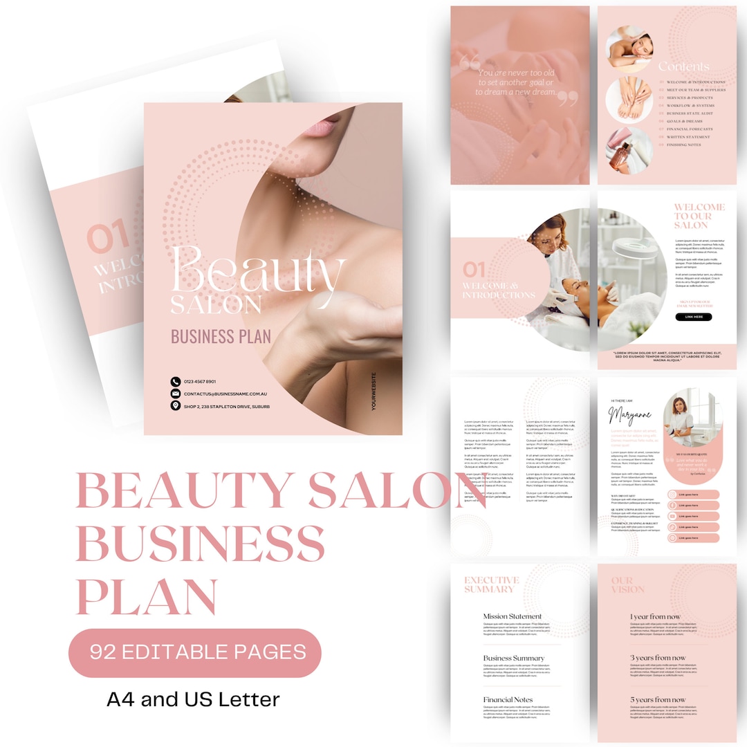 Beauty Salon Business Plan Template - Etsy