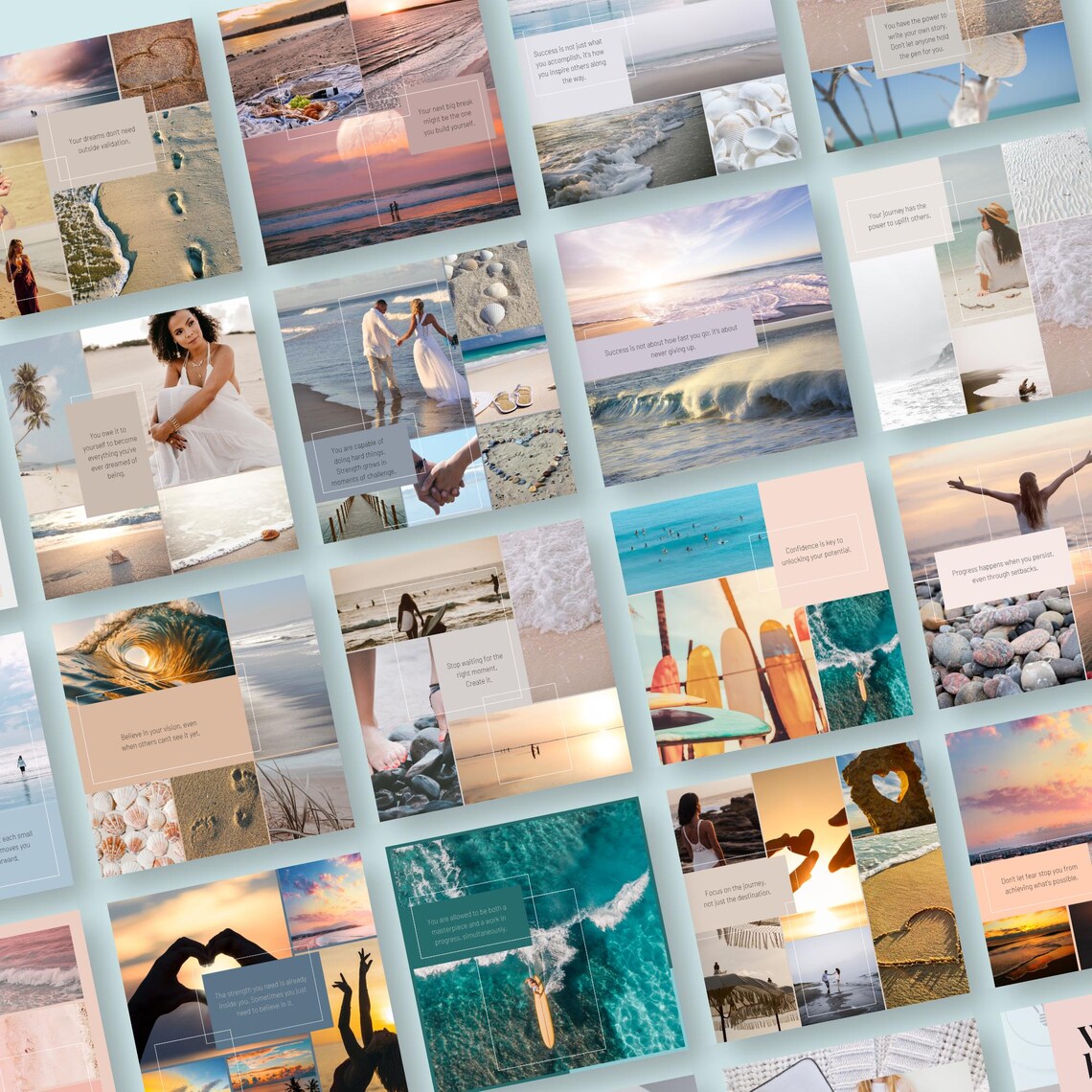Instagram and Story Tropical Beach Quotes Template. Beach Instagram ...