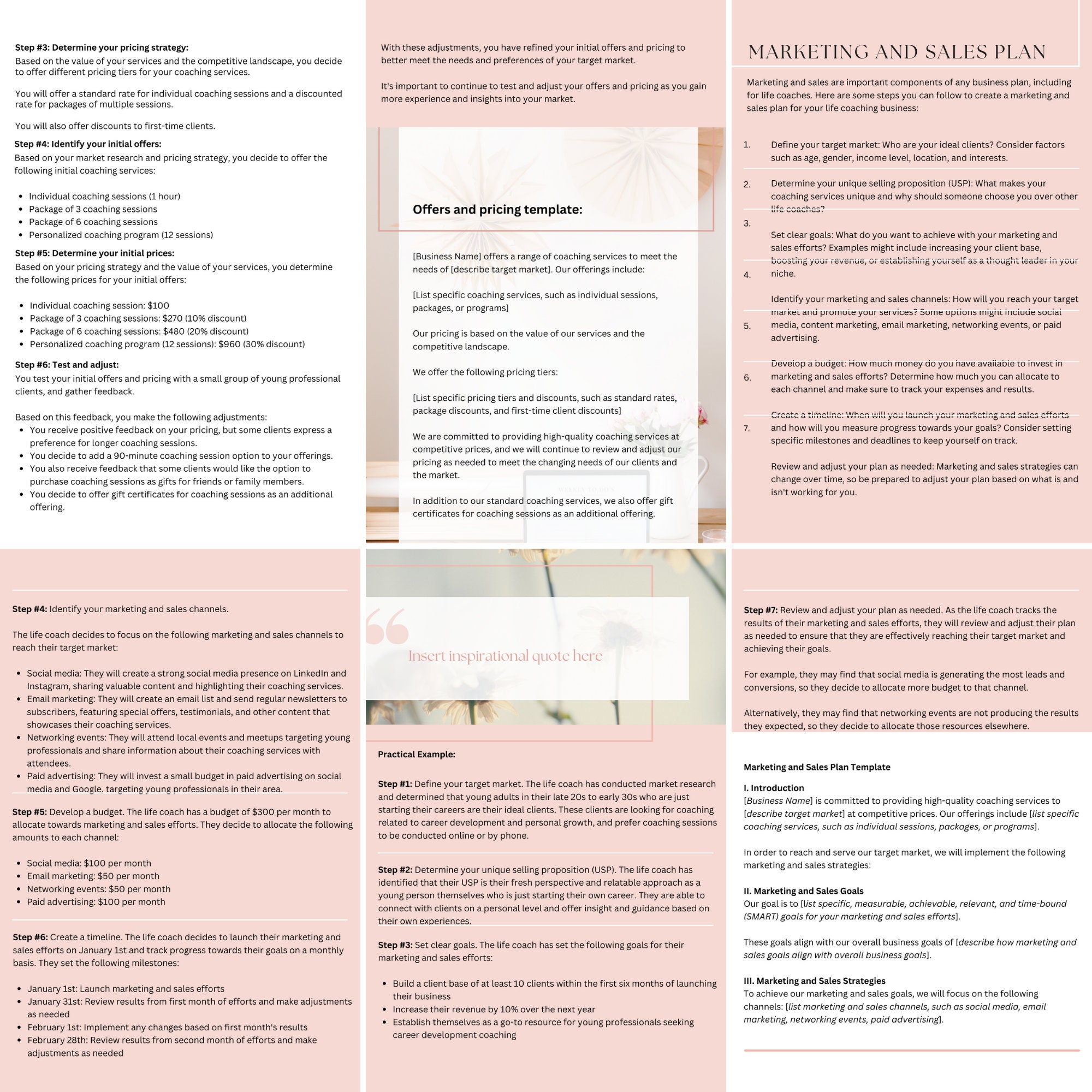 Life Coach Business Plan Template. Template Features Business Plan and ...