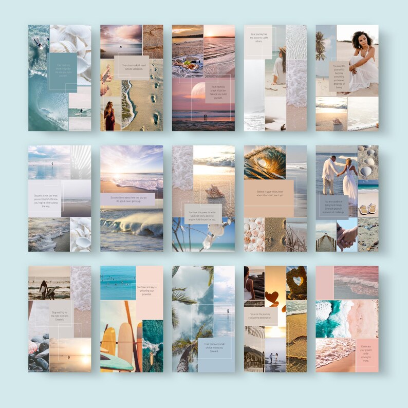 Instagram and Story Tropical Beach Quotes Template. Beach Instagram ...