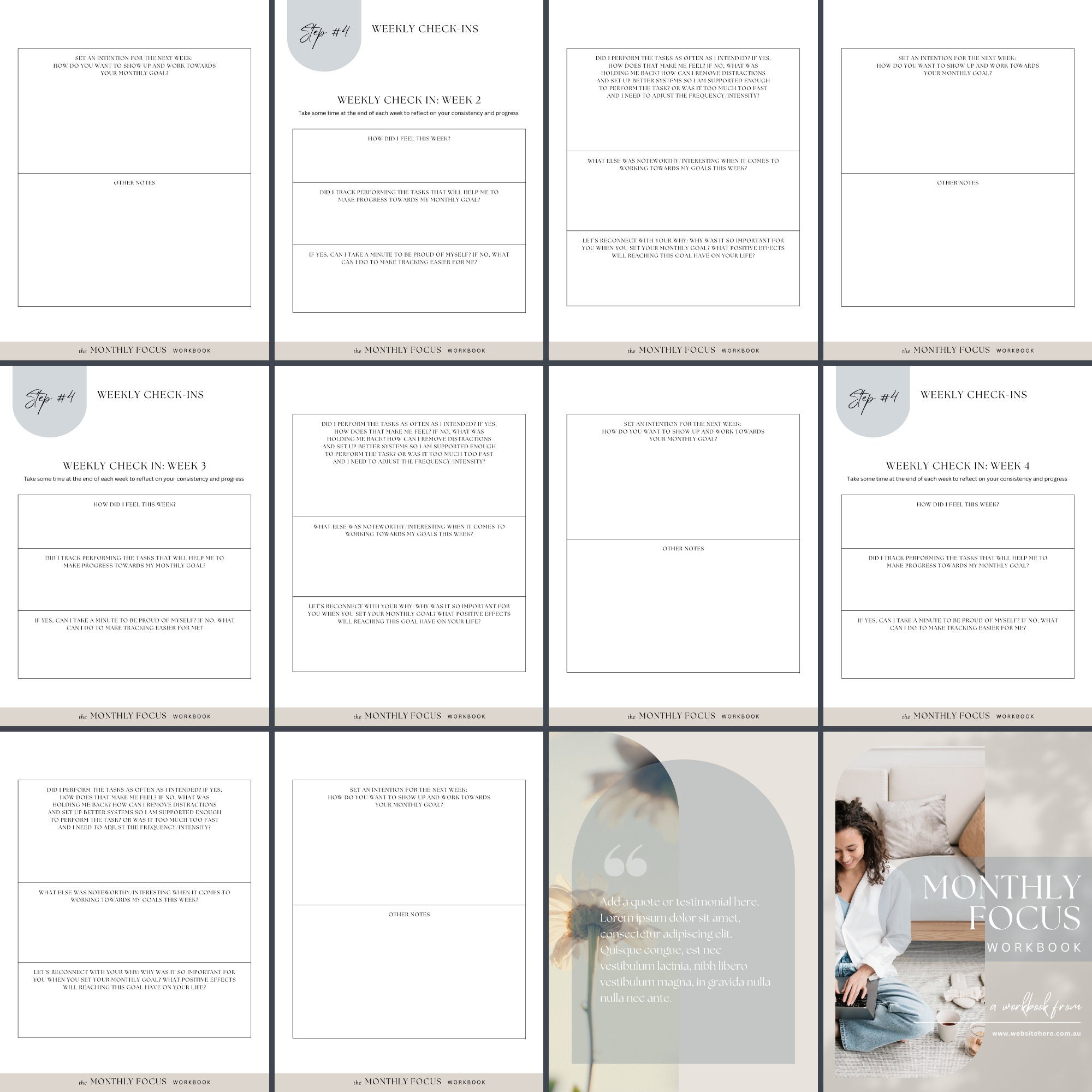 Monthly Focus Workbook Template. Template Features Monthly Focus, a ...