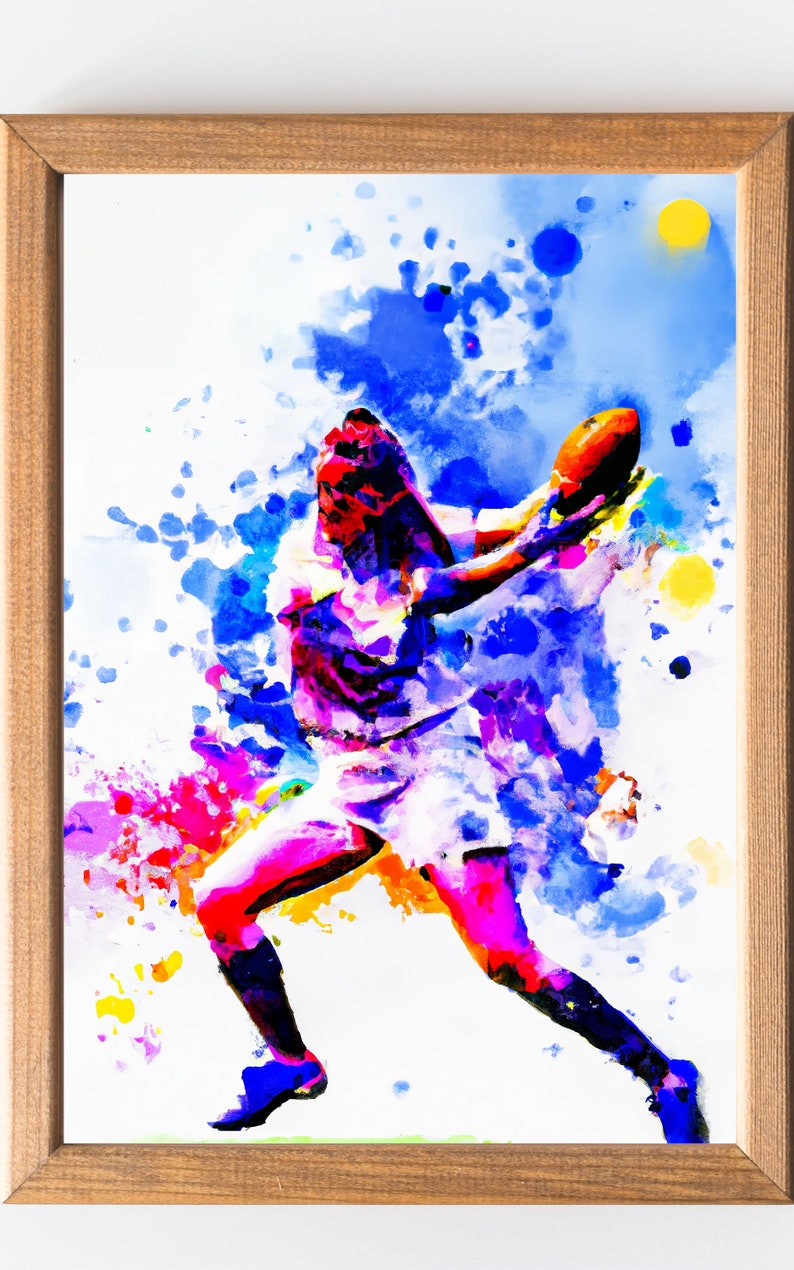 Female Rugby Print, Rugby Art, Lady Rugby Player, Colorful, Rugby Wall ...
