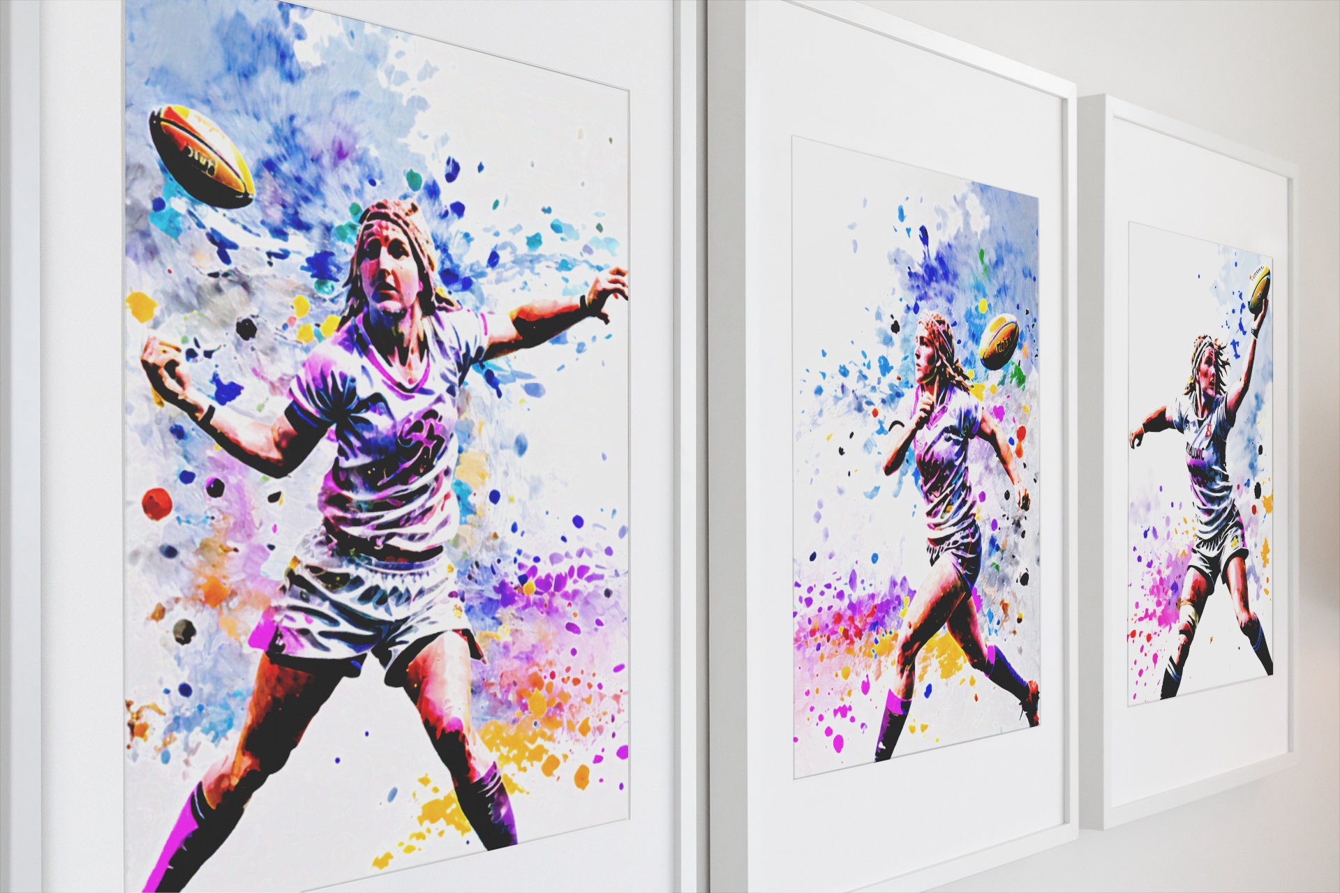 Dynamic Trio Womens Rugby Wall Art - Graffiti-inspired Instant Digital ...