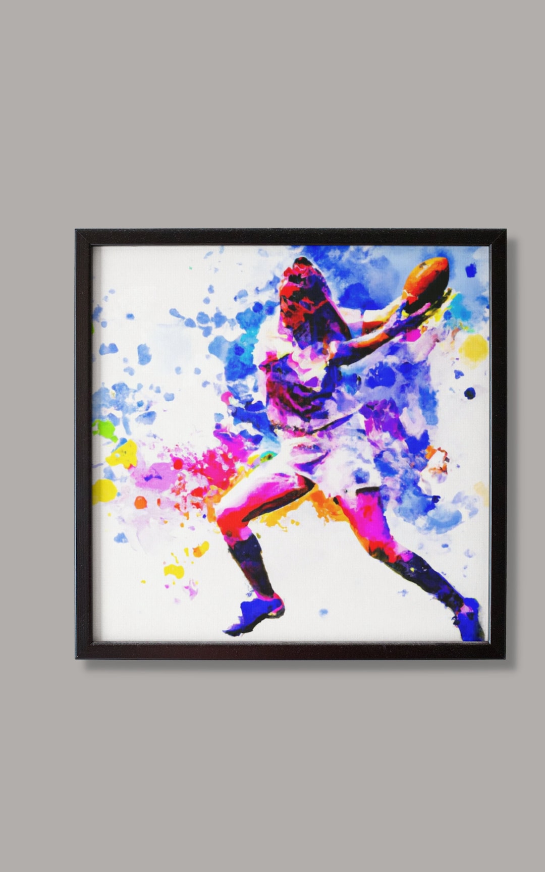 Female Rugby Print, Rugby Art, Lady Rugby Player, Colorful, Rugby Wall ...