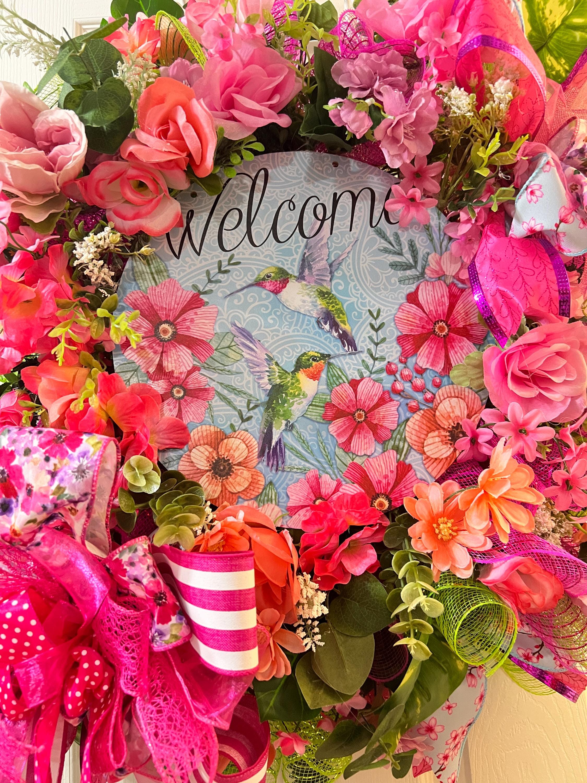 Hummingbird Wreath, Welcome Wreath, Front Door Wreath, Summer Wreath ...