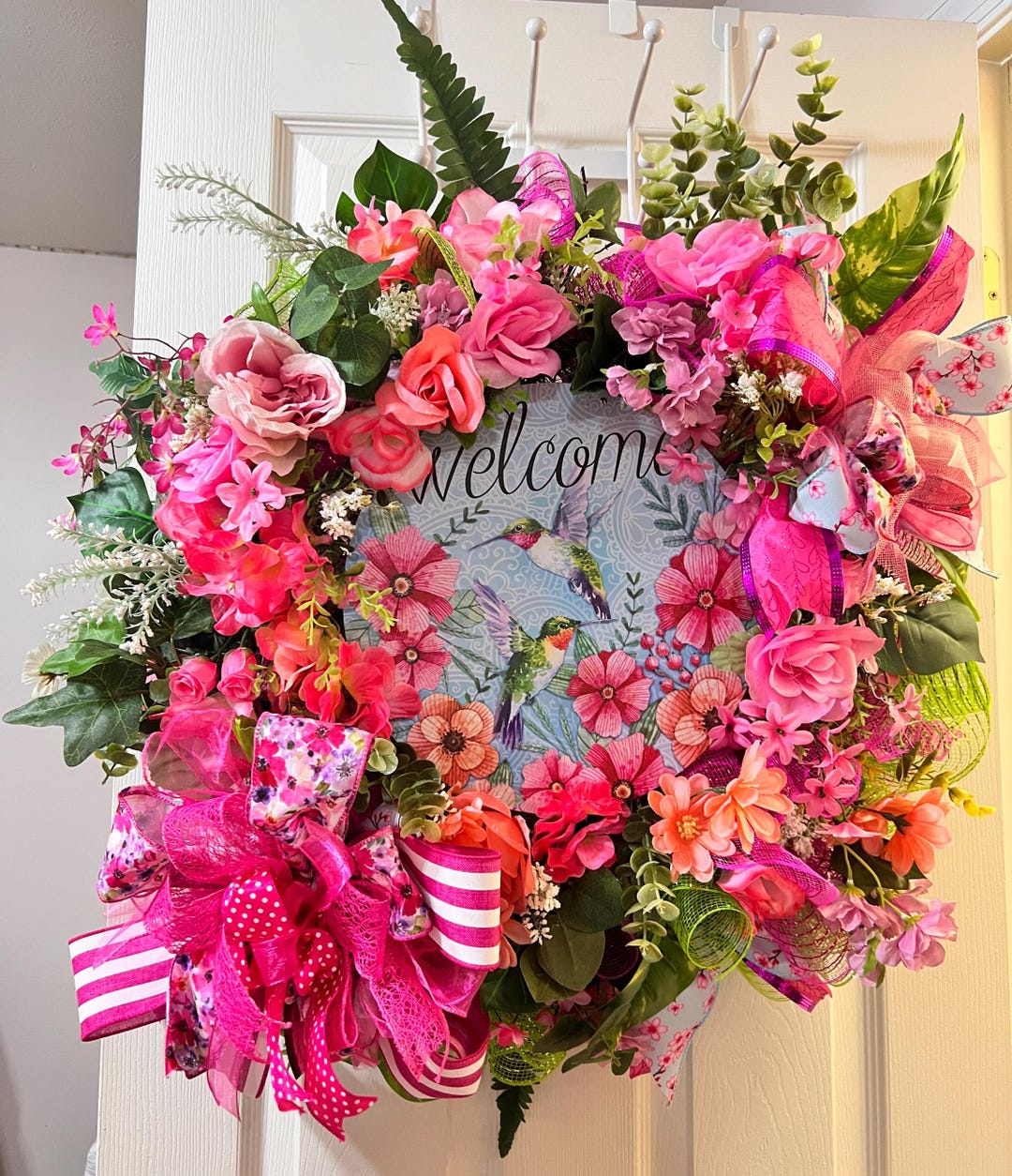 Hummingbird Wreath, Welcome Wreath, Front Door Wreath, Summer Wreath ...