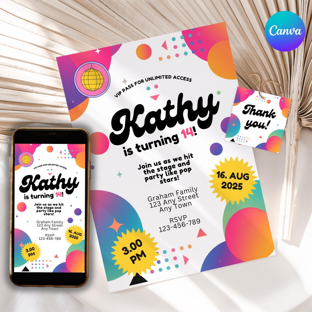 Gen Z Birthday Invitation Editable Canva Template Printable Concert ...