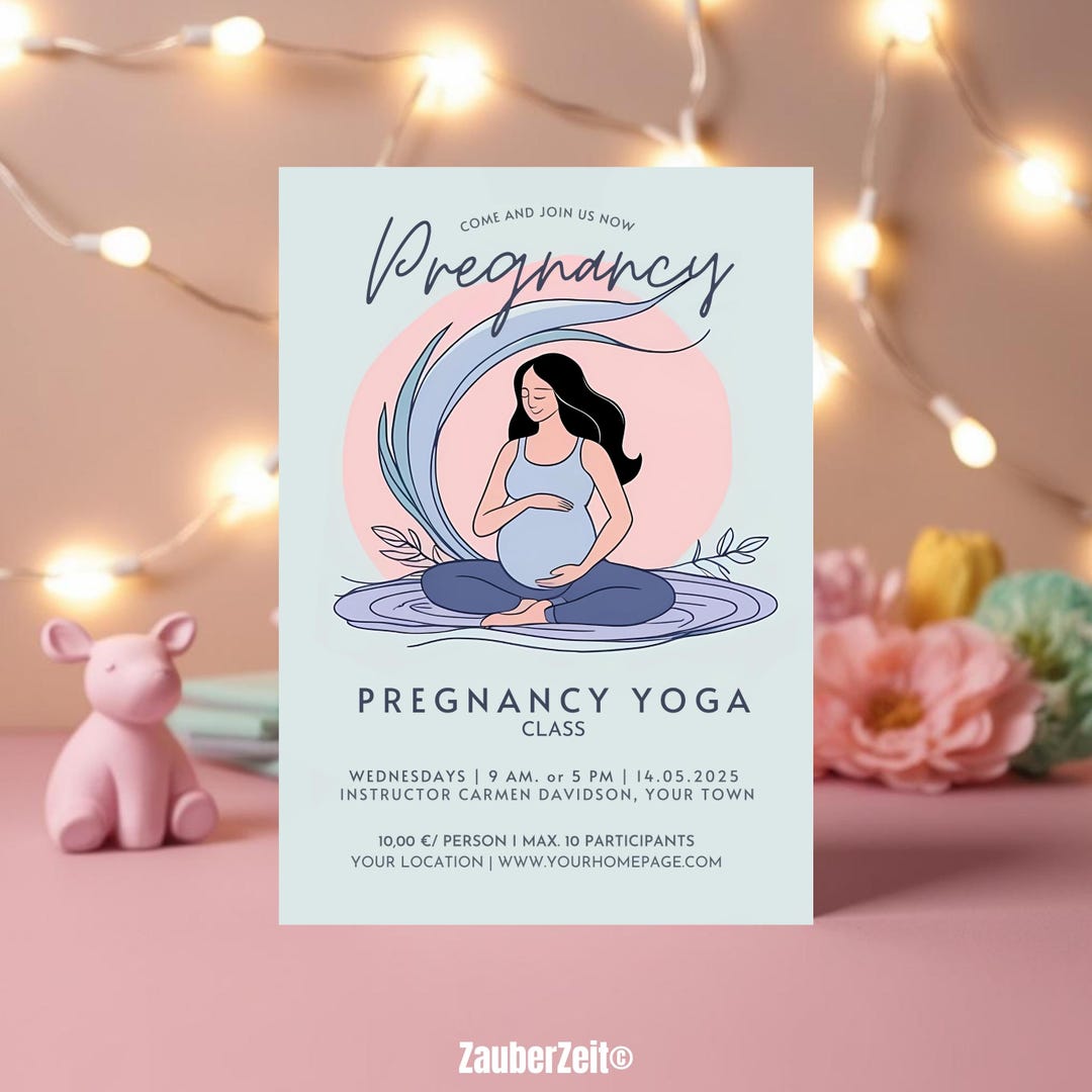 Editable Pregnancy Yoga Flyer Canva Template Minimalist Design Pregnant ...