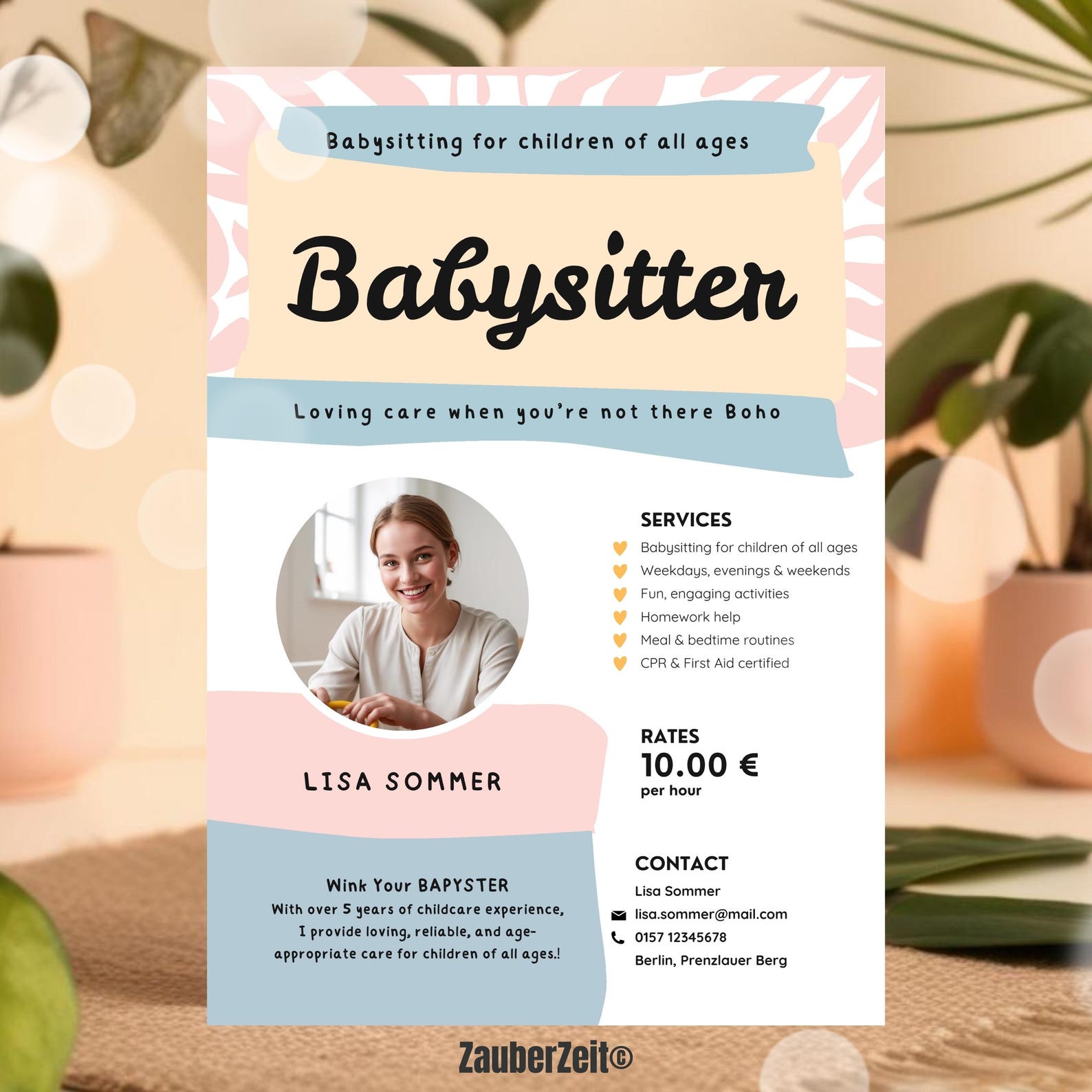 Editable Babysitter Flyer Canva Template Childcare Service Printable ...