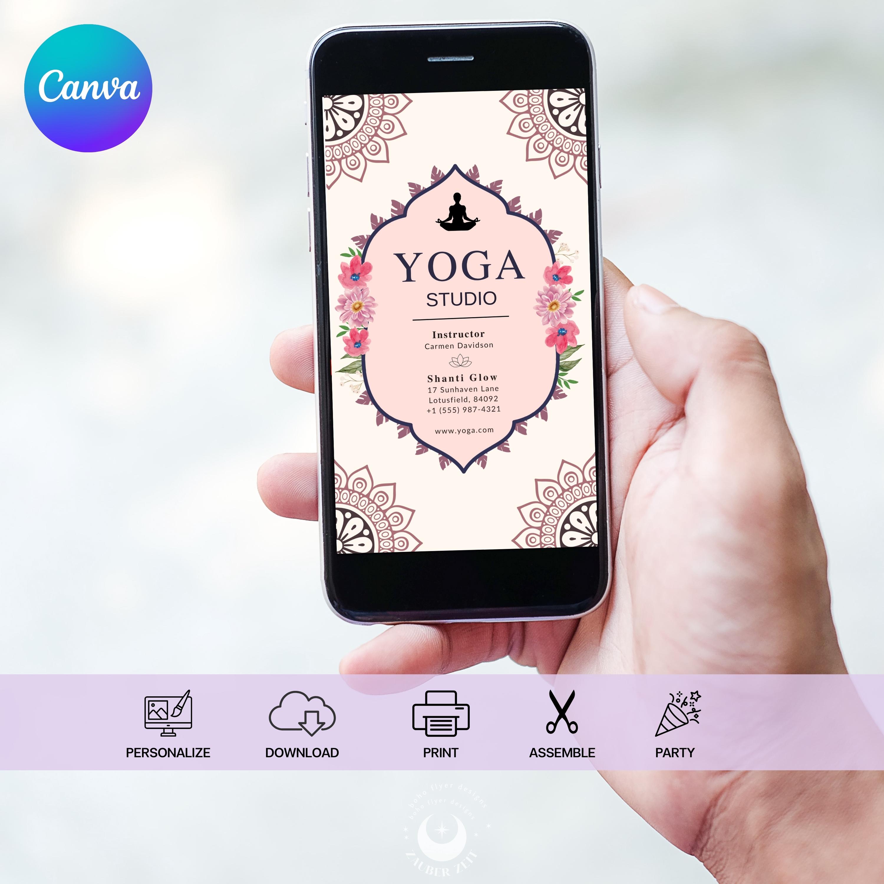 Editable Yoga Flyer Template Boho Mandala Canva Meditation Flyer ...
