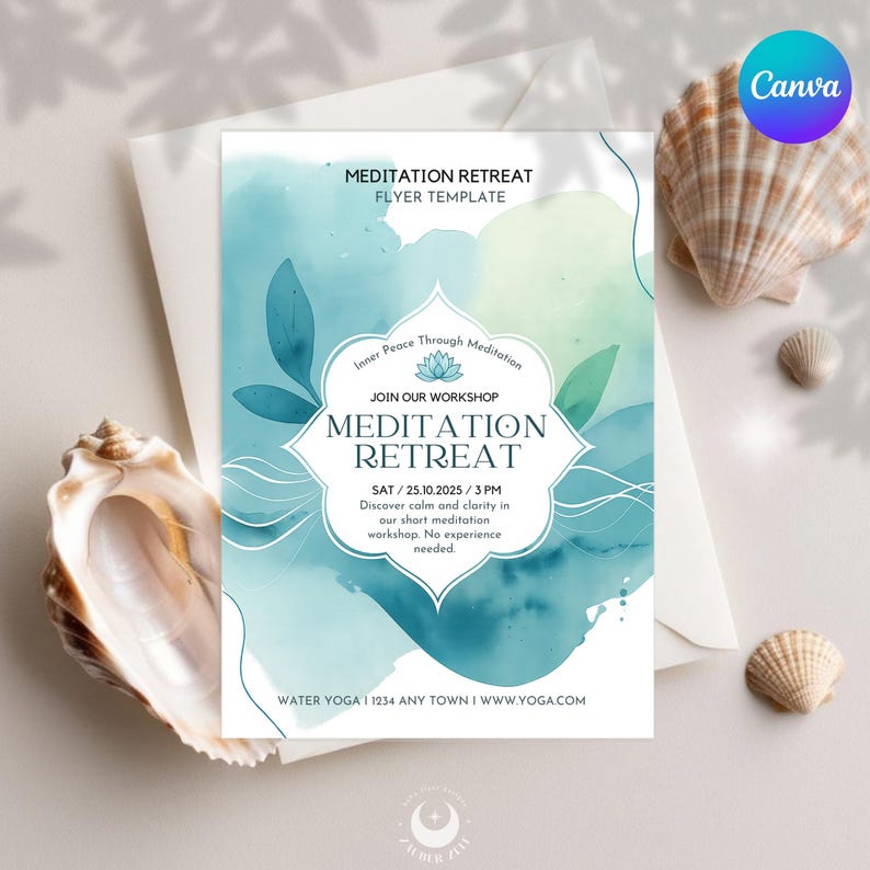 Editable Yoga Retreat Flyer Template Meditation and Wellness Event ...