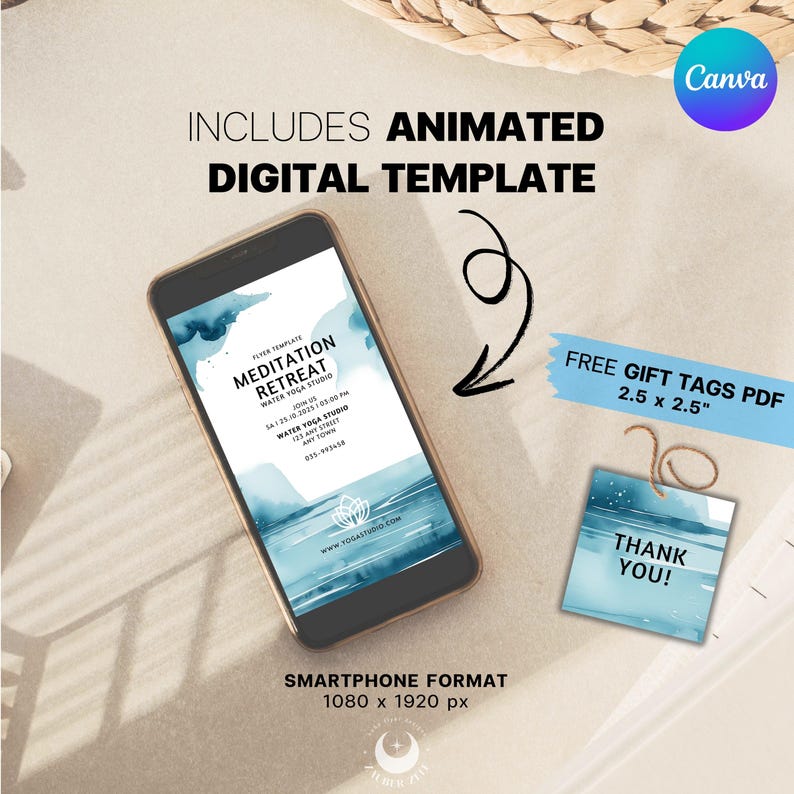 Editable Yoga Meditation Flyer Template Canva Pastel Watercolor Design ...