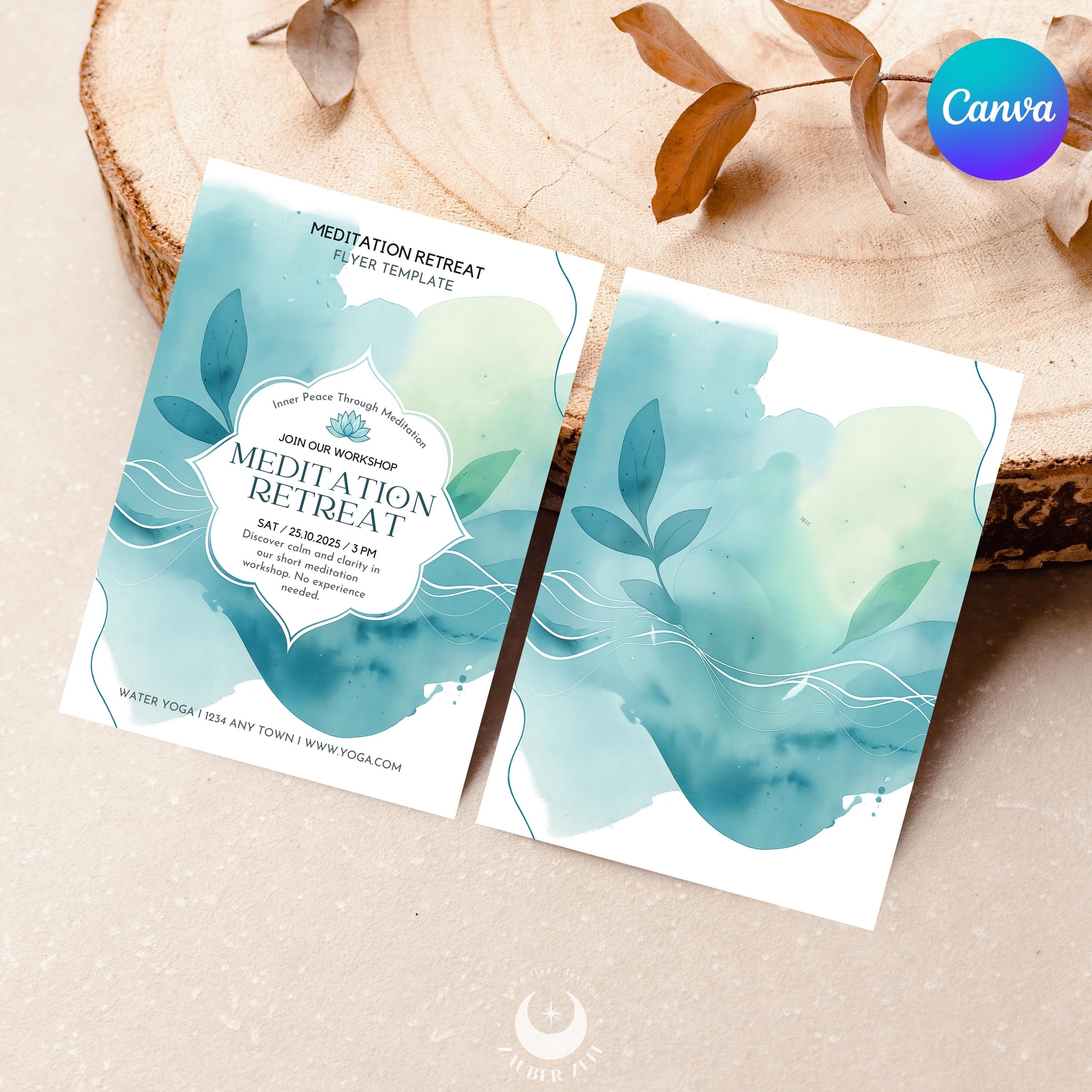 Editable Yoga Retreat Flyer Template Meditation and Wellness Event ...