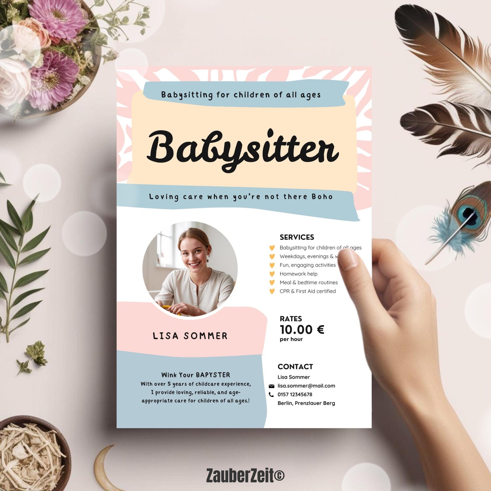 Editable Babysitter Flyer Canva Template Childcare Service Printable ...