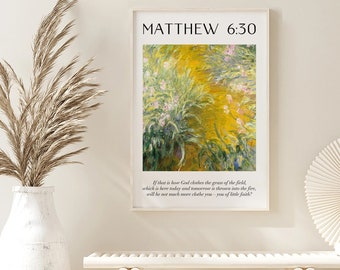 Bible Verse Poster, Bible Art, Trees in Bloom, Monet Art, Christian ...