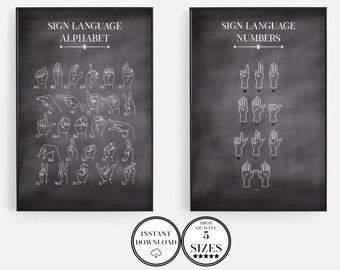 ASL, American Sign Language Alphabet Poster, Deaf Alphabet, Educational ...