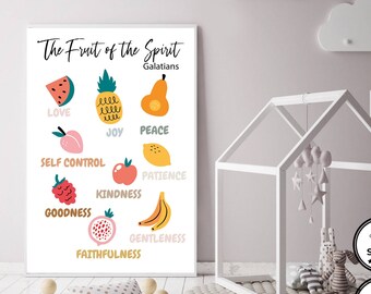 Fruit of the Spirit Kids Bible Verse Scripture Poster Church Sunday ...