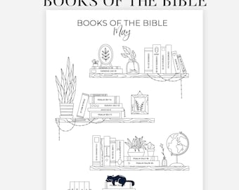 Bible Bookshelf Coloring Printable Reading Tracker | Bible Study ...