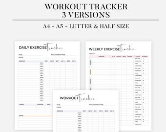 Fitness Tracker Printable, Daily Exercise Log, Fitness Journal, Workout ...