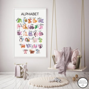 Animal Alphabet and Numbers Print, Animal Nursery Decor, PRINTABLE Wall ...