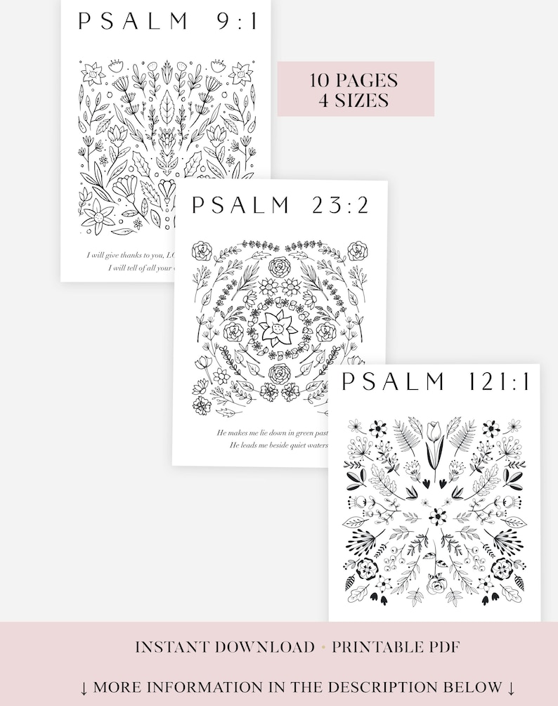 Flower Bible Verse Coloring Page, Coloring Sheets, Coloring Pages for ...