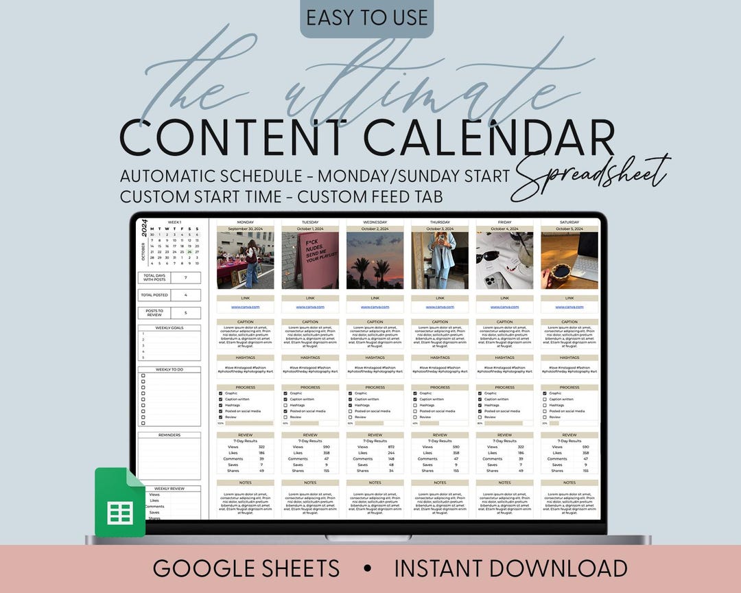 Content Calendar Google Sheets Social Media Content Planning ...