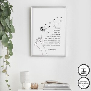 Dandelion Wish Quote, Printable Dandelion Wall Art, Motivational Print ...