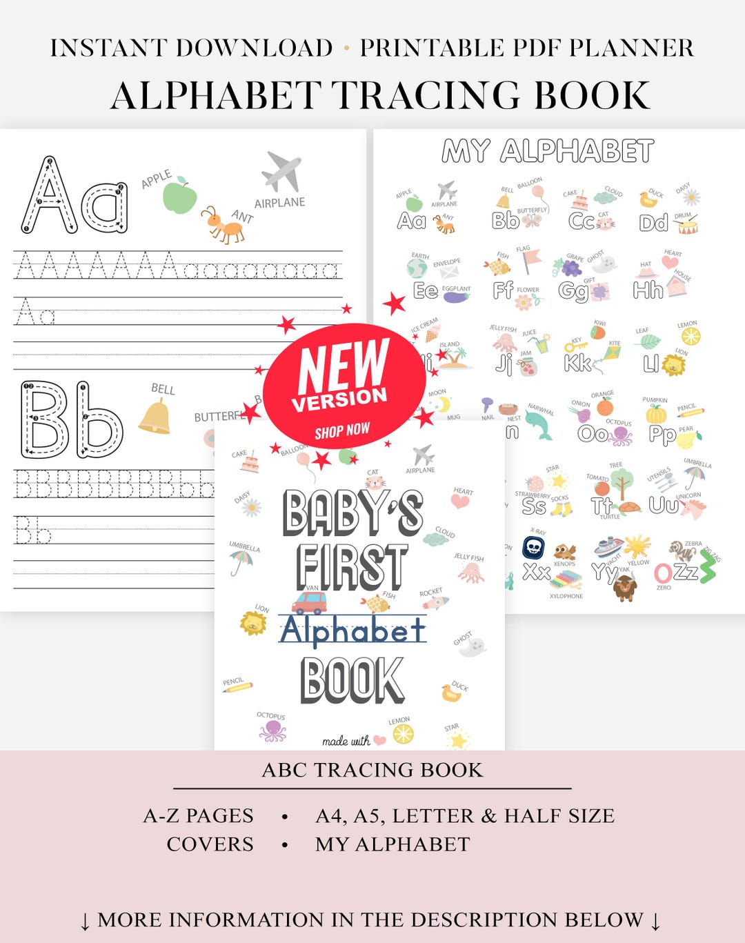 ABC Baby Shower Coloring Book A-Z Alphabets Learning Baby Shower Game ...