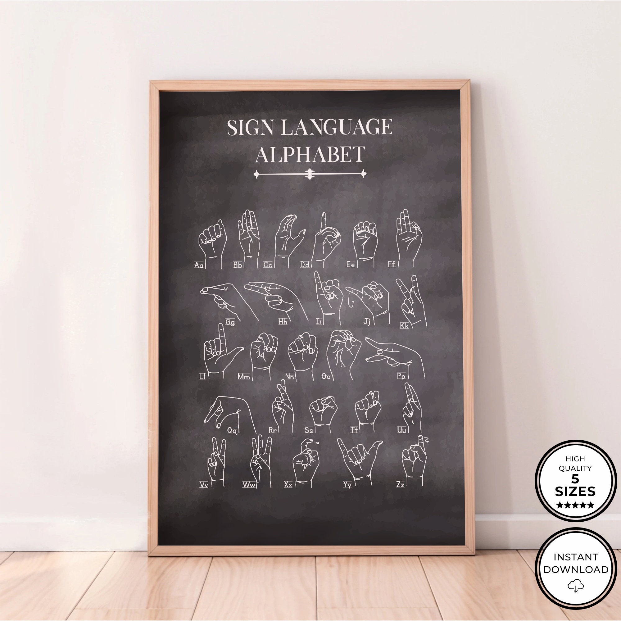 ASL Alphabet Poster Sign Language Numbers Printable American - Etsy UK