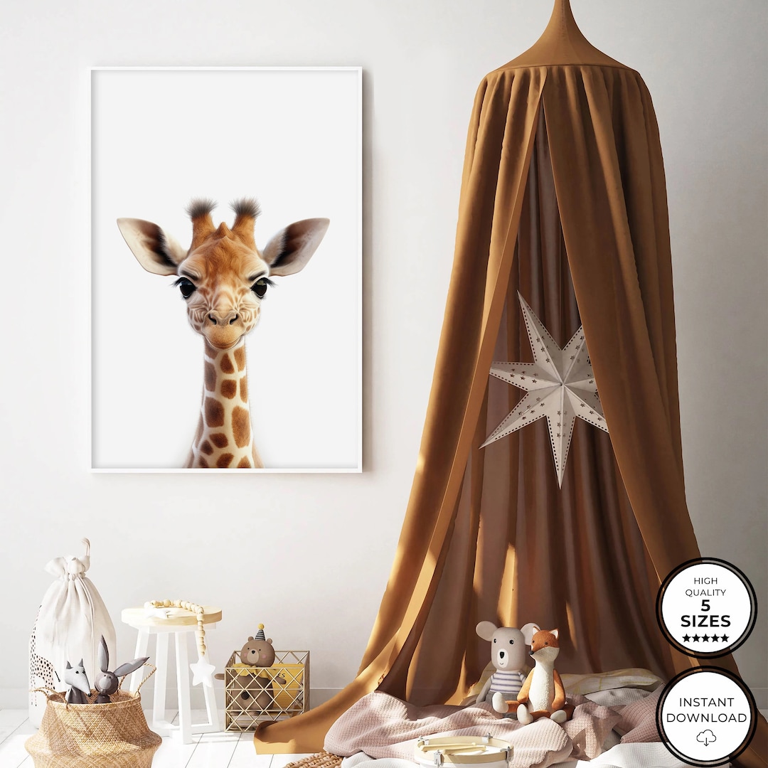 Baby Giraffe Print Baby Animal Prints Giraffe Nursery Wall - Etsy