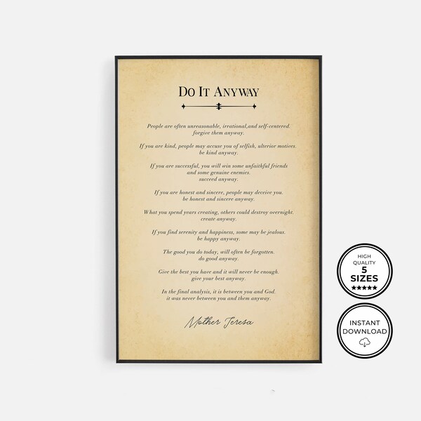 Anyway Poem Printable - Etsy