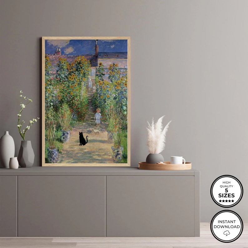 Claude MONET Garden Cat Printable Art Claude MONET Cat - Etsy