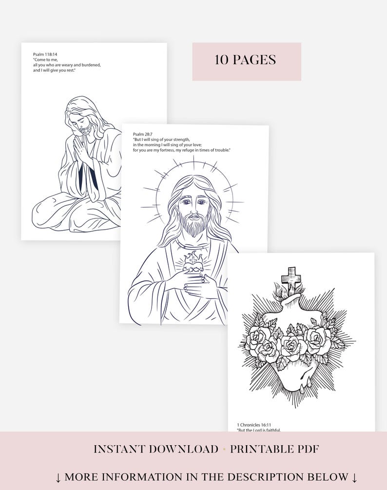 Bible Verse Coloring Pages Bundle, Christian Activities, Coloring ...