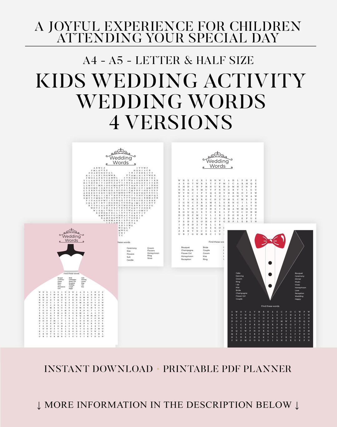 Kids Wedding Activity Pack Printable Wedding Activity Book Coloring ...