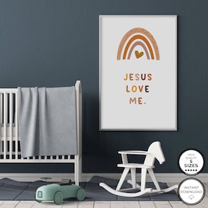 Jesus Loves Me Printable Christian Nursery Wall Art, Christian Decor ...