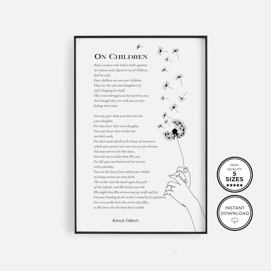 On Children Poem by Kahlil Gibran Quote the Prophet, Printable Wall Art ...