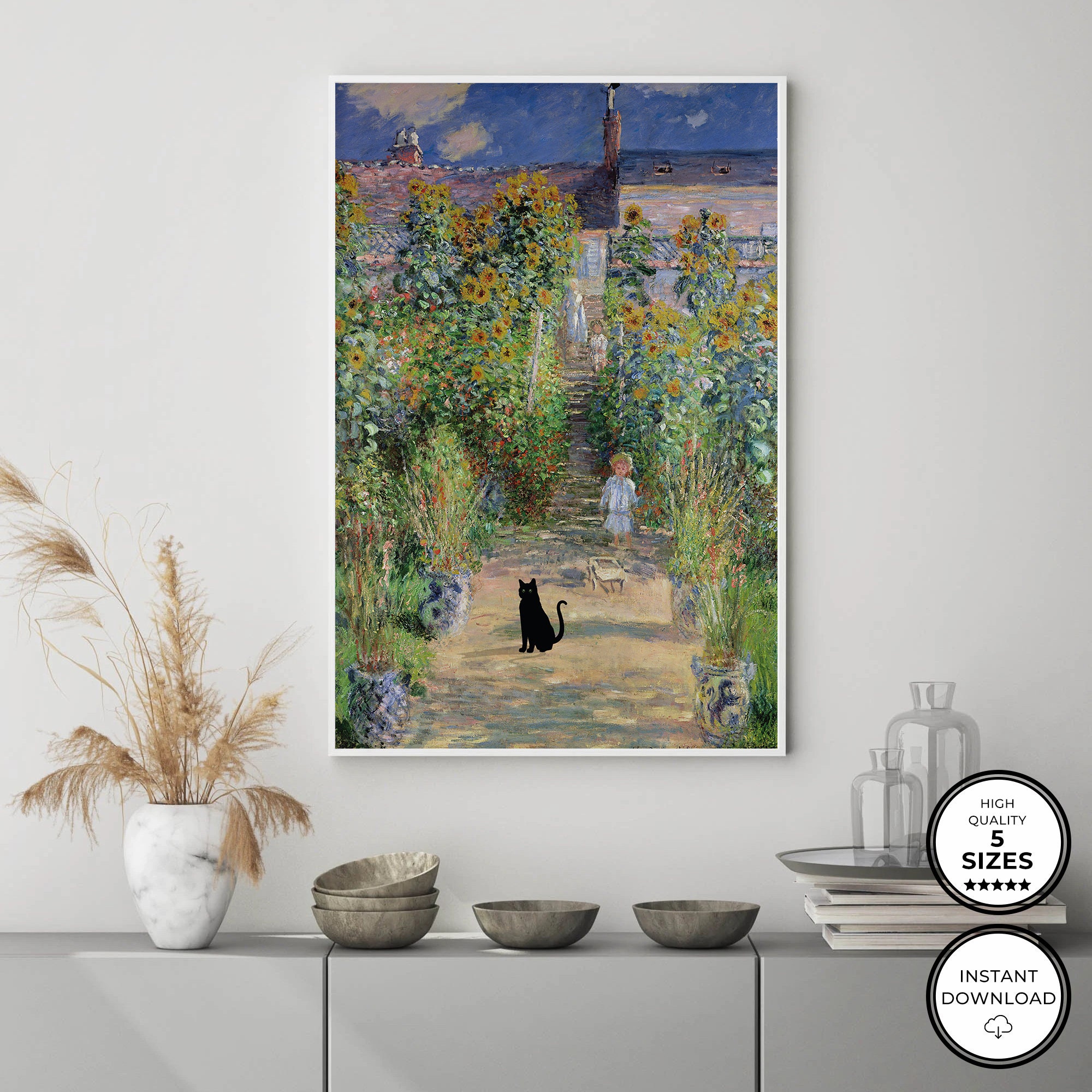 Claude MONET Garden Cat Printable Art Claude MONET Cat - Etsy