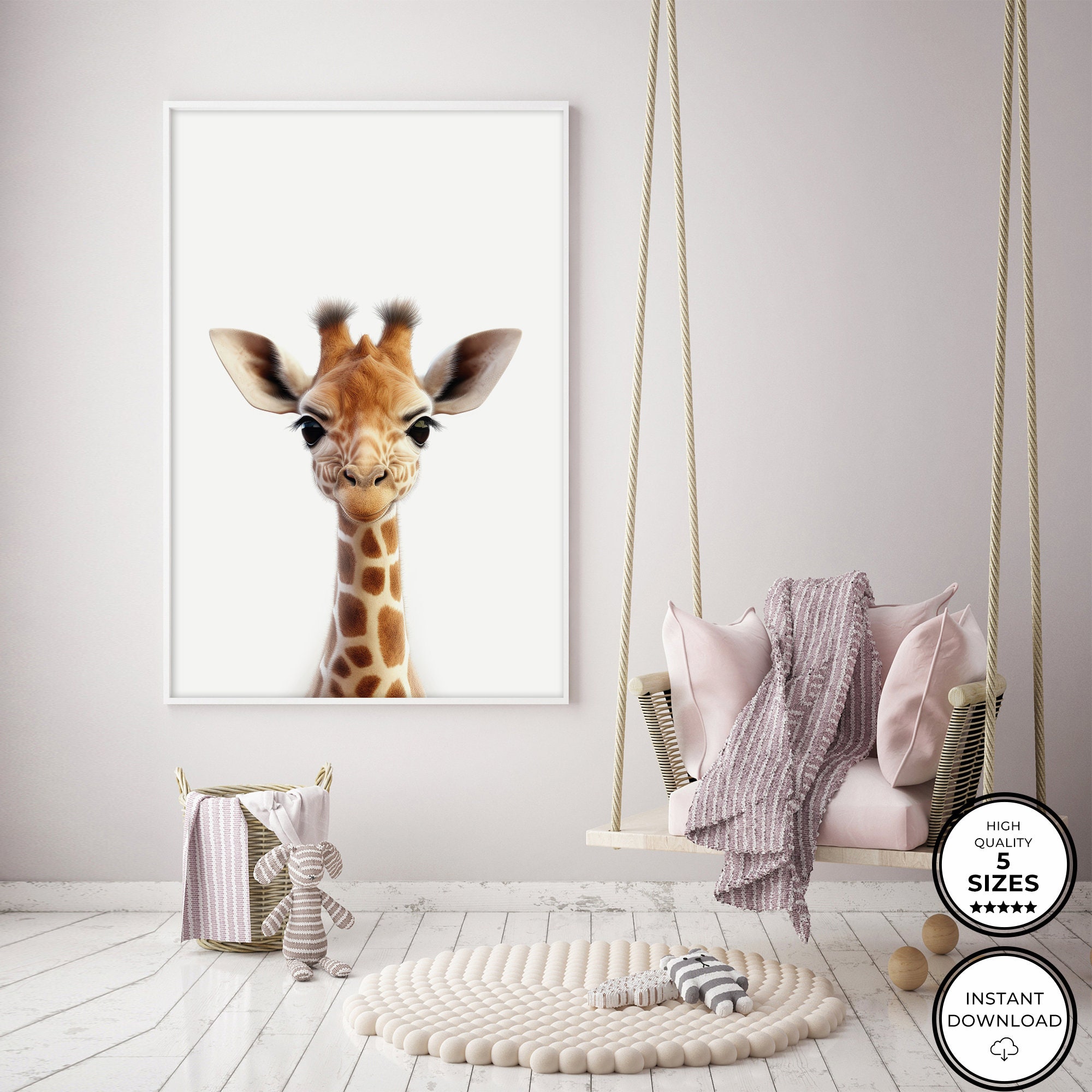 Baby Giraffe Print Baby Animal Prints Giraffe Nursery Wall - Etsy