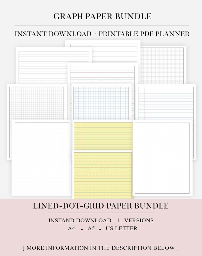 Dot Grid Paper Bundle Printable Dot Grid Journal Paper Dotted Planner ...