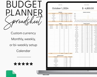 Budget Planner Google Sheets Monthly Budget Spreadsheet Excel Weekly ...