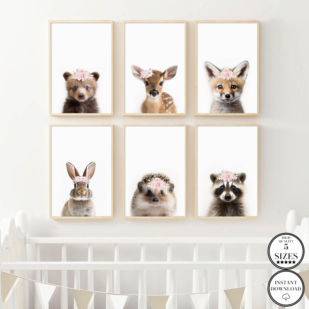 Woodland Nursery Decor, Baby Animal Prints for Nursery, Girl Room Decor ...