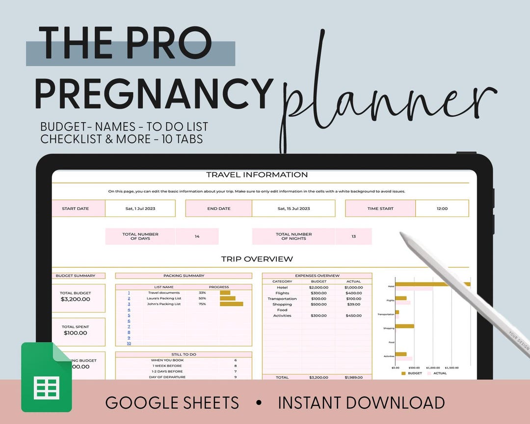 Baby Planner Spreadsheet, Baby Product Shopping List, Pregnancy ...
