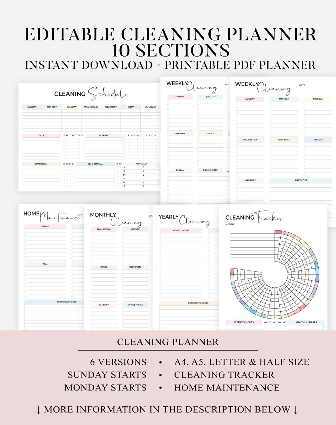 Ultimate Cleaning Schedule Bundle Printable Cleaning Planner Bundle A4 ...